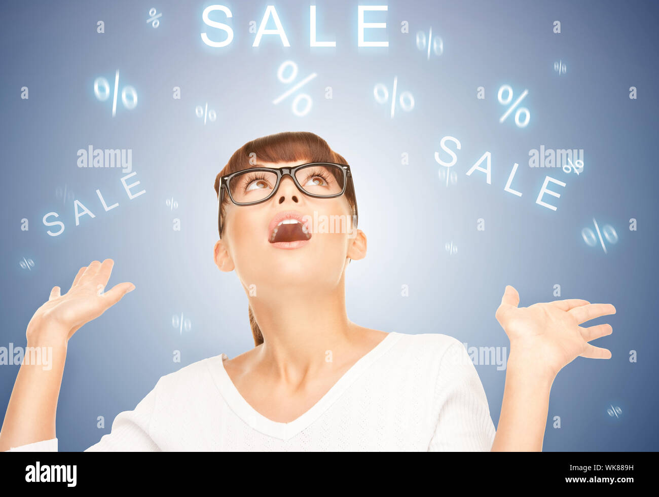 picture of woman with facial expression of surprise Stock Photo - Alamy
