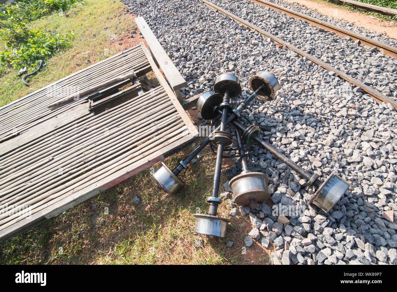 the Railway line of the Bamboo Train near the city centre of Battambang ...