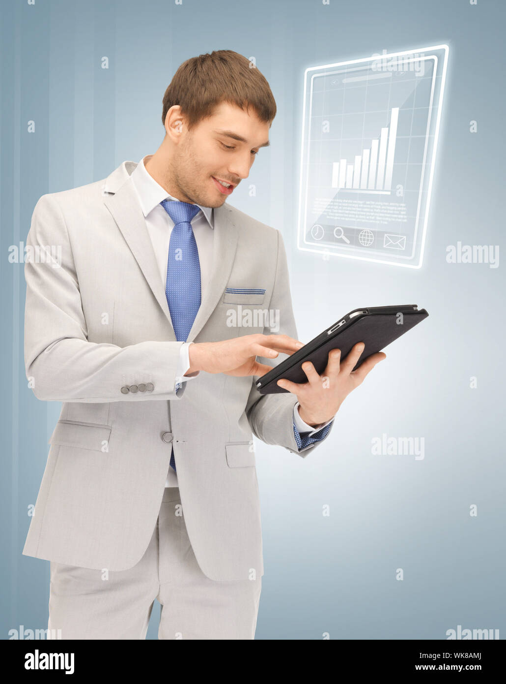 happy man with tablet pc computer Stock Photo - Alamy