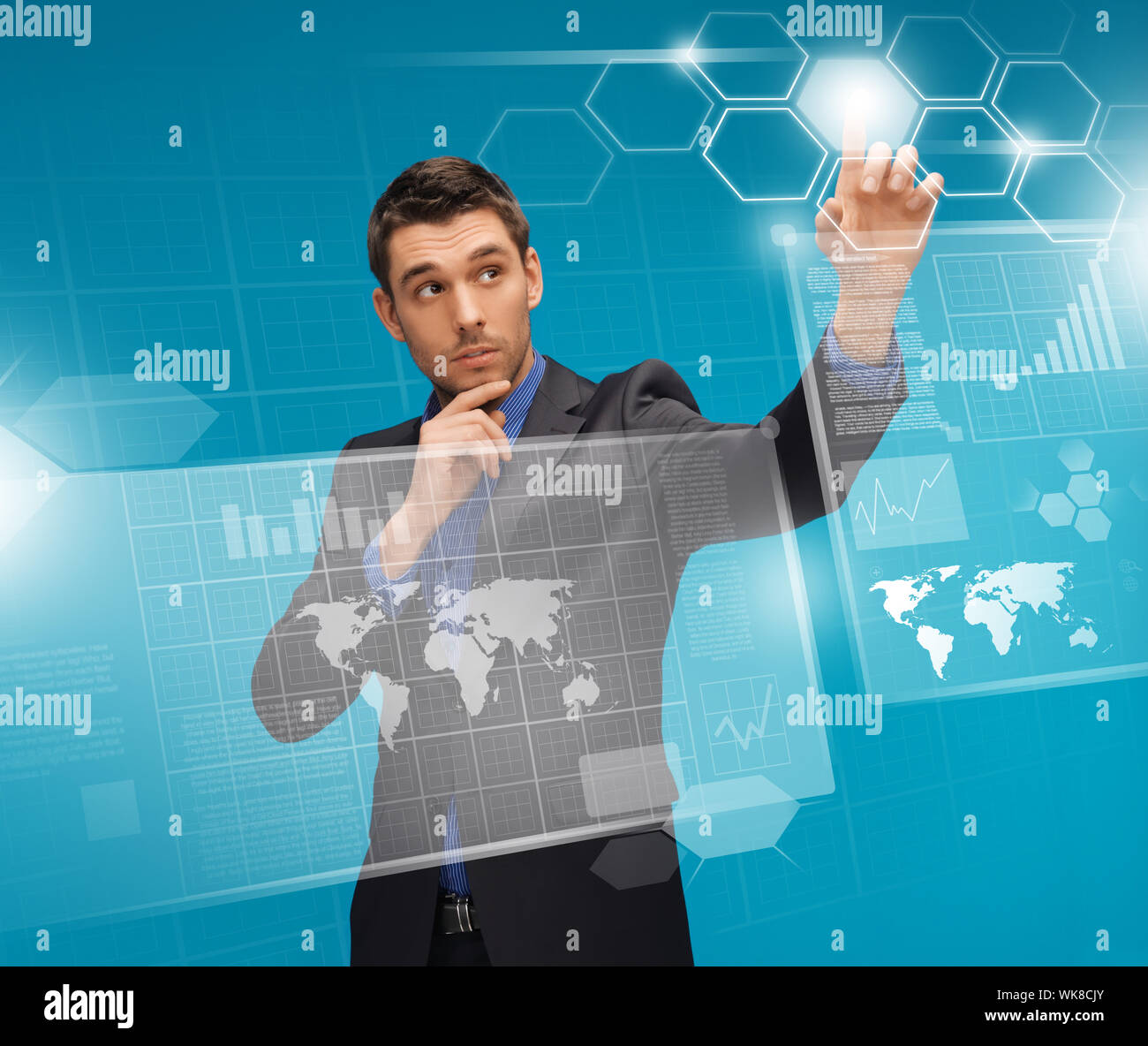 picture of man in suit working with virtual screens Stock Photo - Alamy