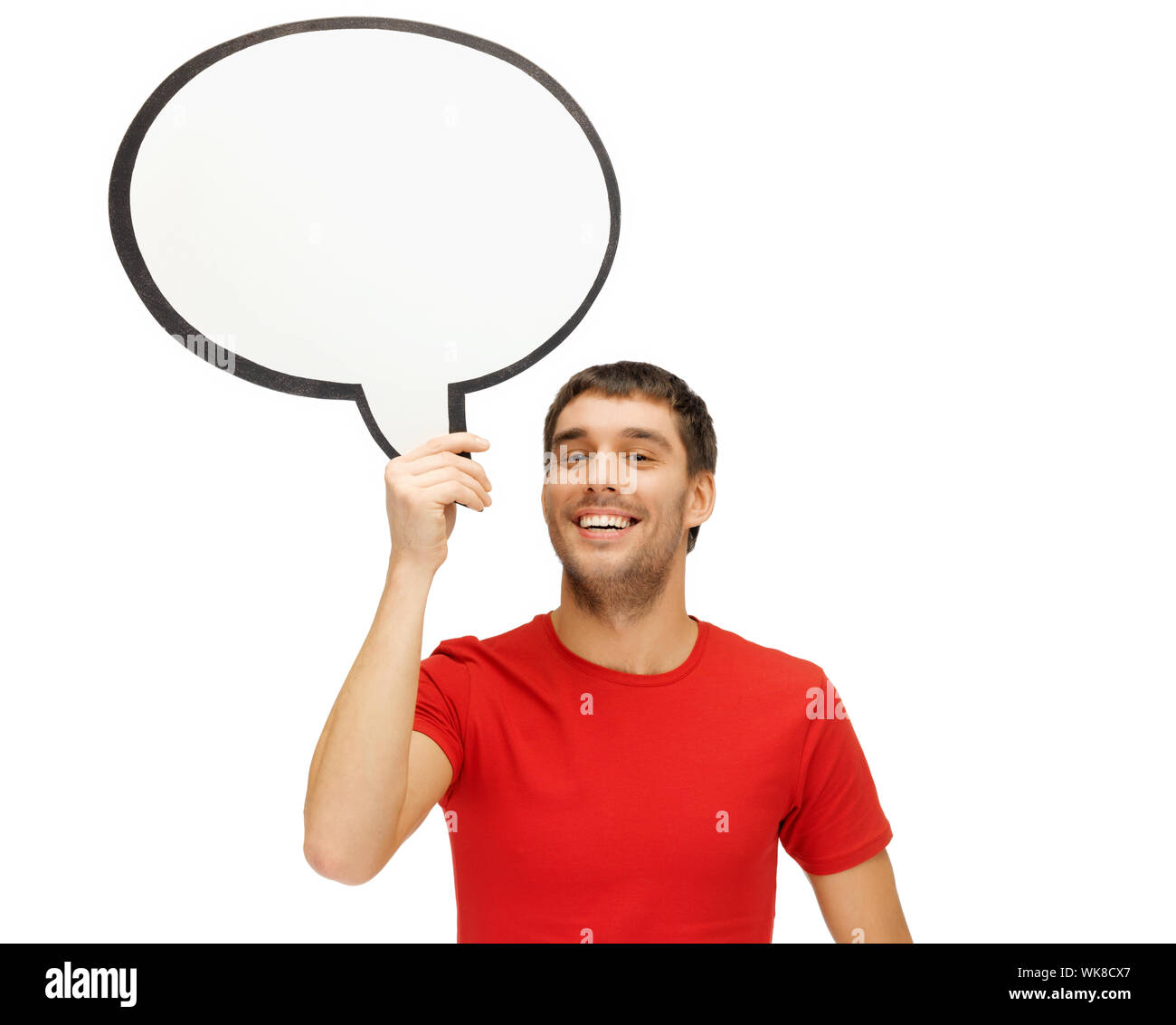 bright picture of smiling man with blank text bubble Stock Photo - Alamy