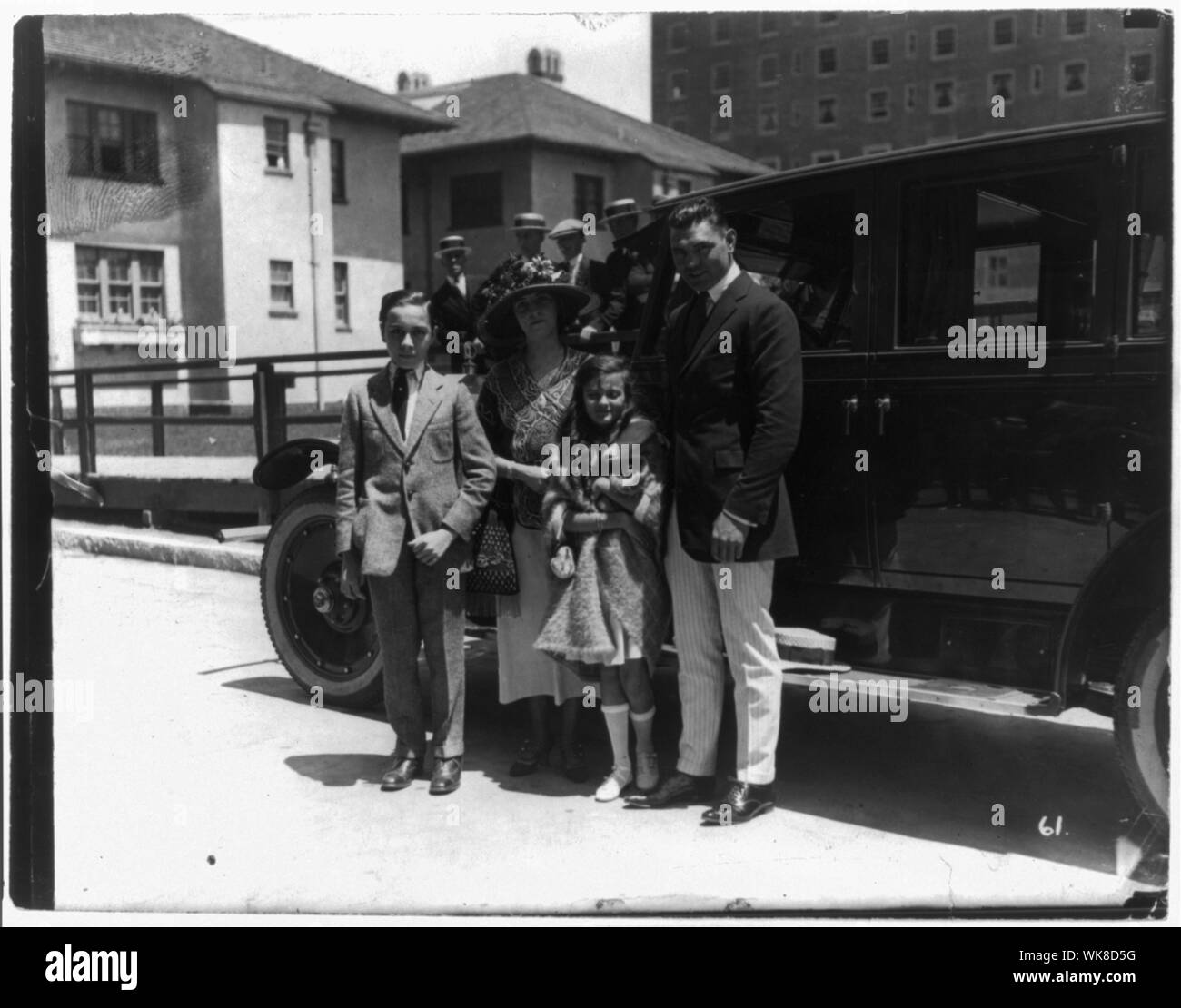 Jack Dempsey at his training camp, June 1921: standing with family in ...