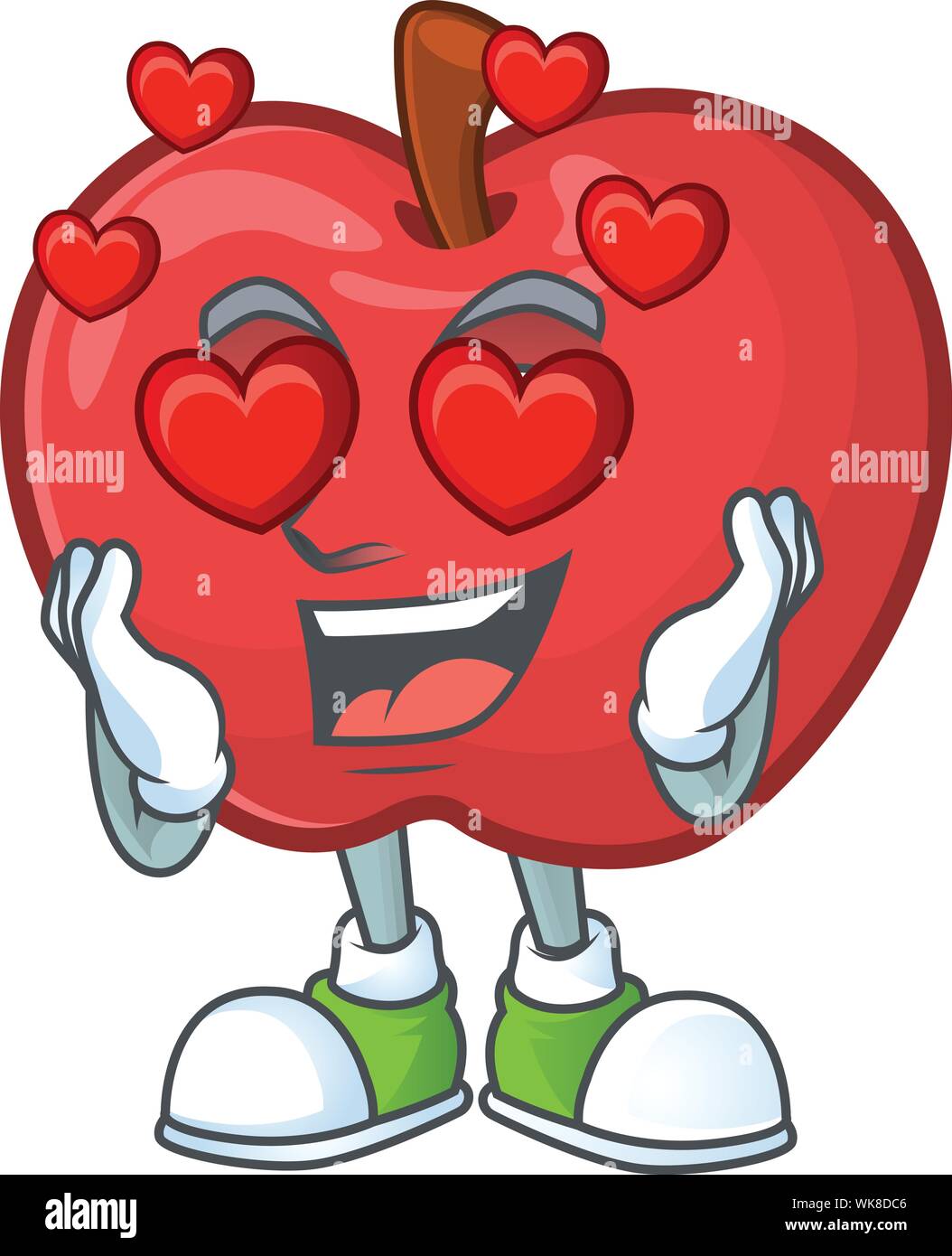 In love red apple funny character for vegetarian cartoon vector ...