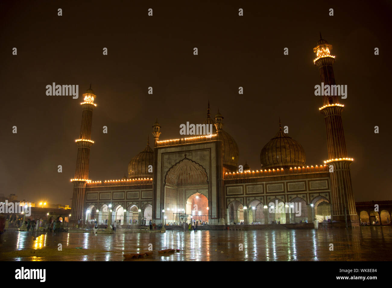 Mosque lit up at night, Jama Masjid, Old Delhi, India Stock Photo - Alamy