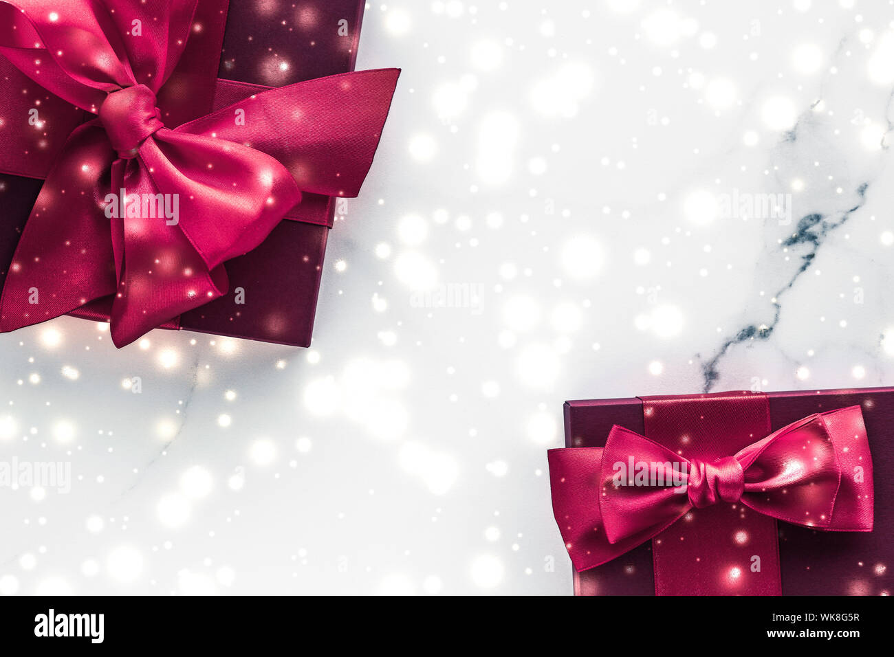 New Years Eve celebration, wrapped luxury boxes and cold season concept ...