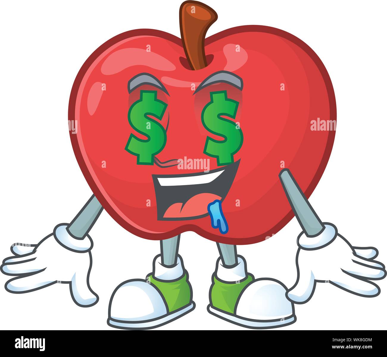 Money eye cute apple character mascot with object cartoon vector ...