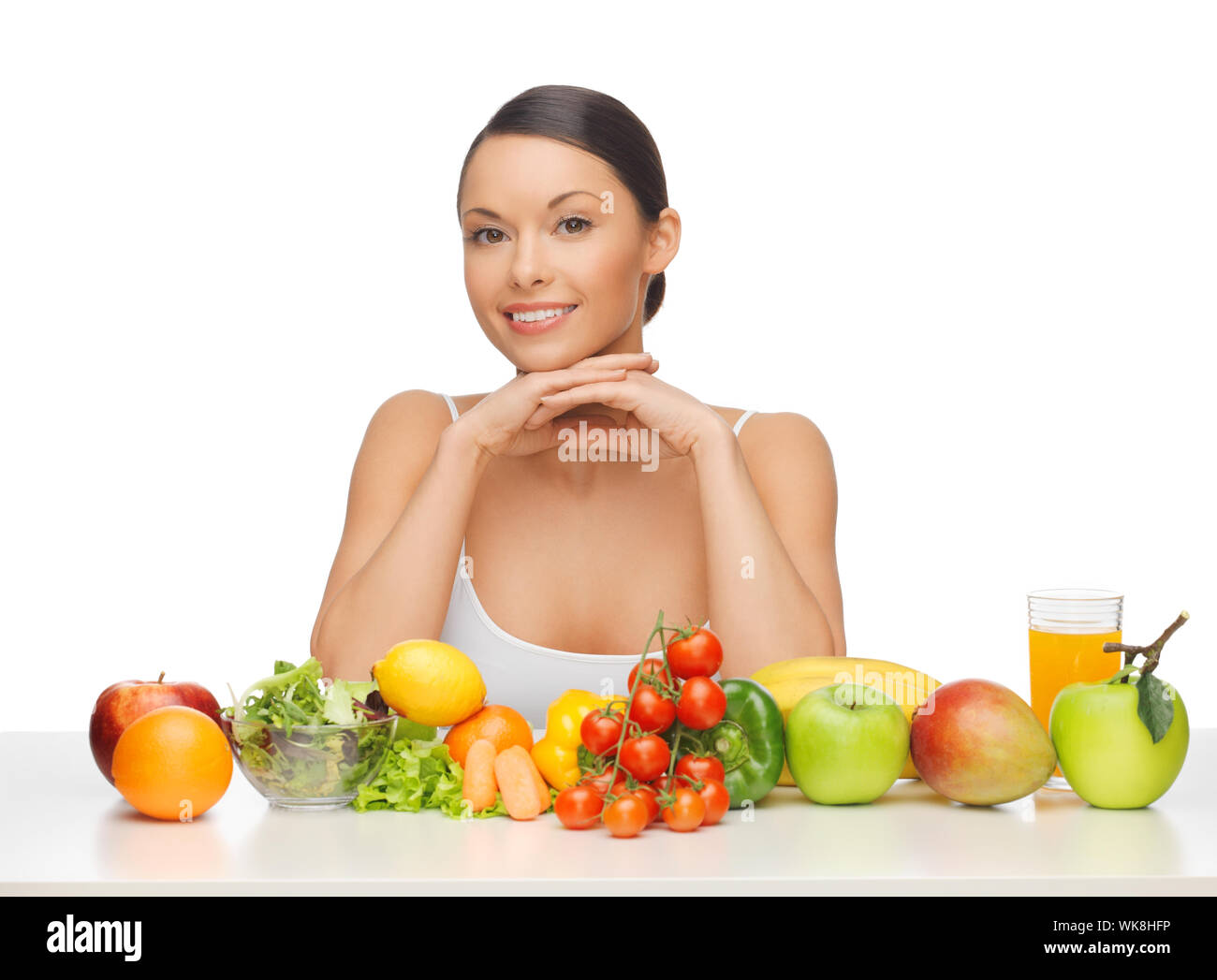 woman with fruits and vegetables Stock Photo - Alamy