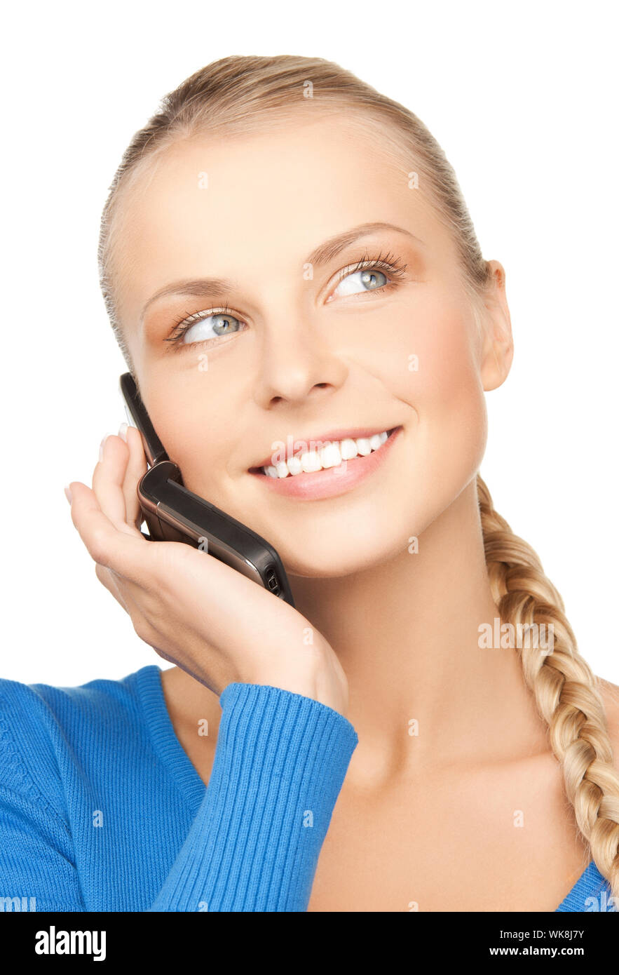 bright picture of happy woman listening gossip Stock Photo - Alamy