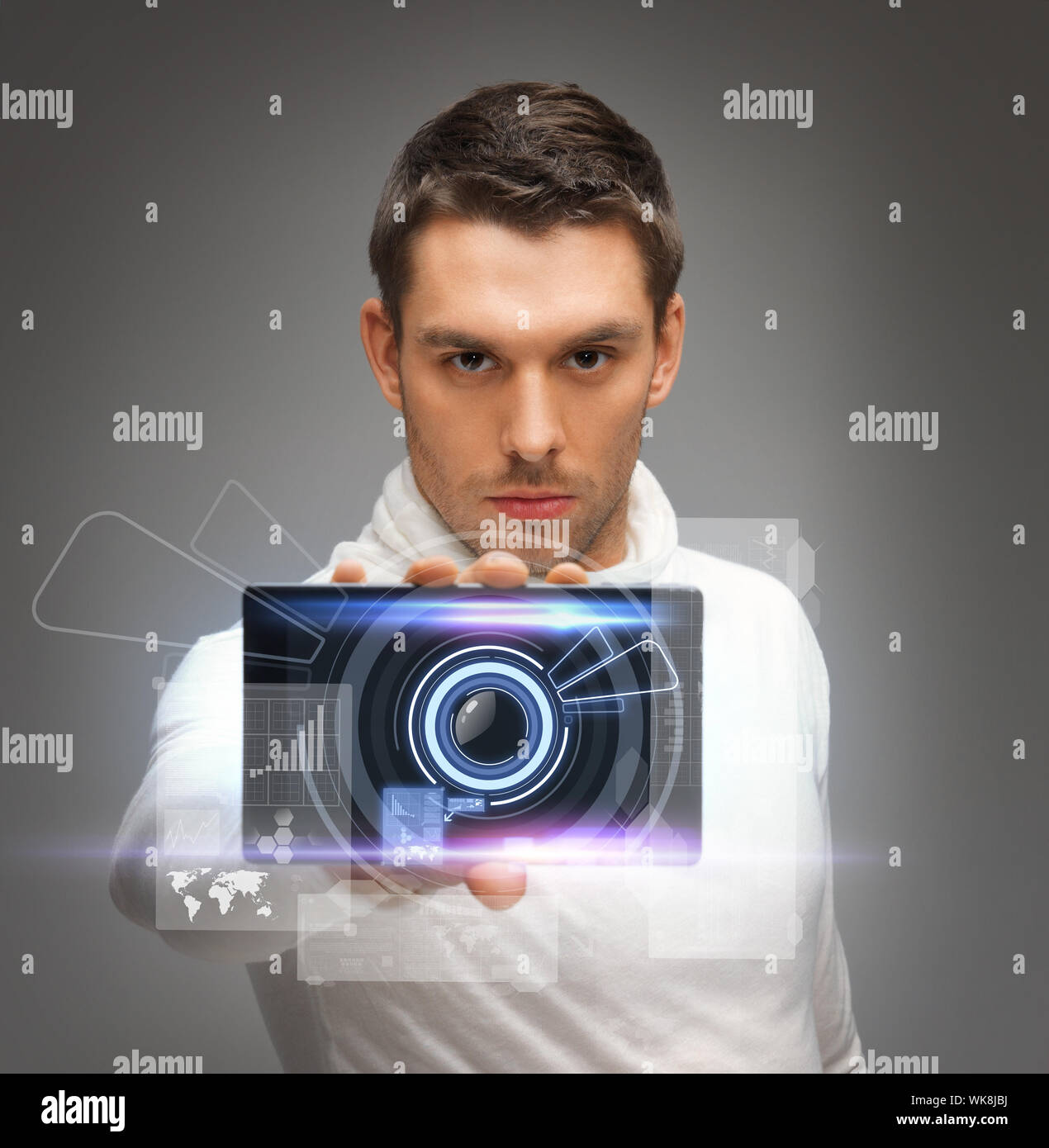 futuristic man with gadget Stock Photo - Alamy