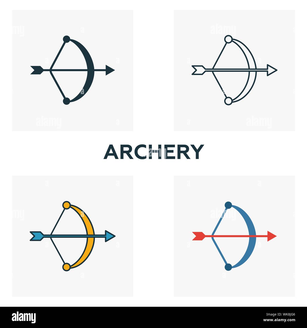 Archery icon set. Four elements in diferent styles from honeymoon icons ...