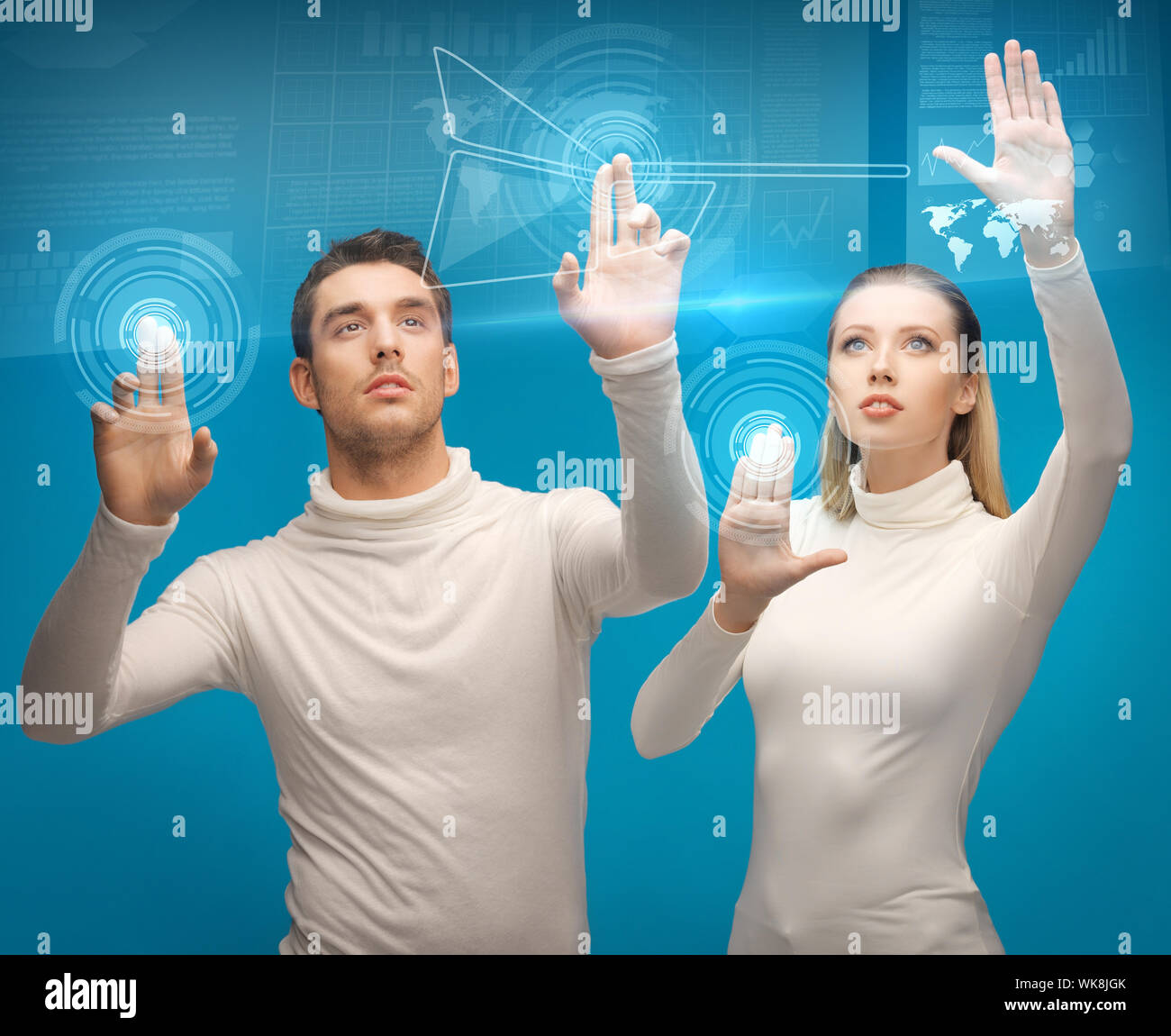 Business woman working with virtual digital screens hi-res stock ...