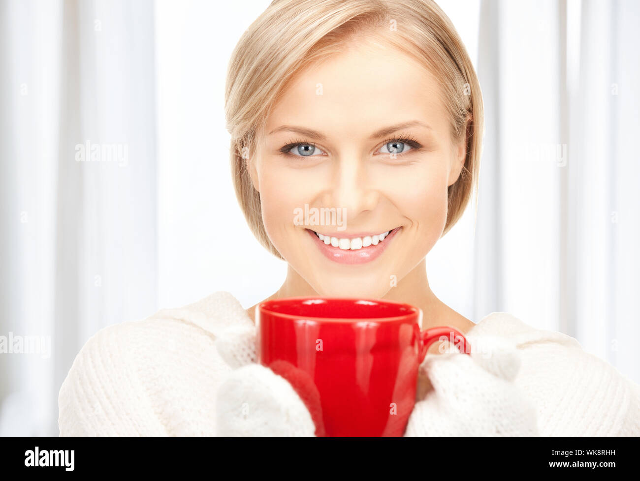 woman with red mug Stock Photo - Alamy