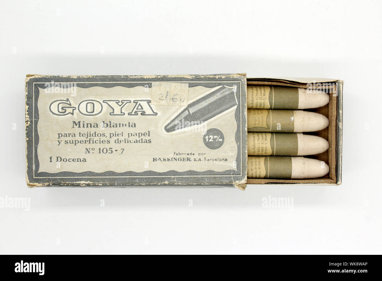 Old crayons pastels in box isolated on a white background Stock Photo ...