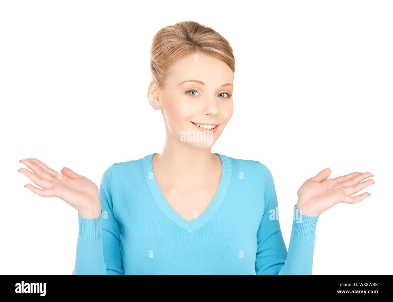 Smiling girl shrugging hi-res stock photography and images - Alamy
