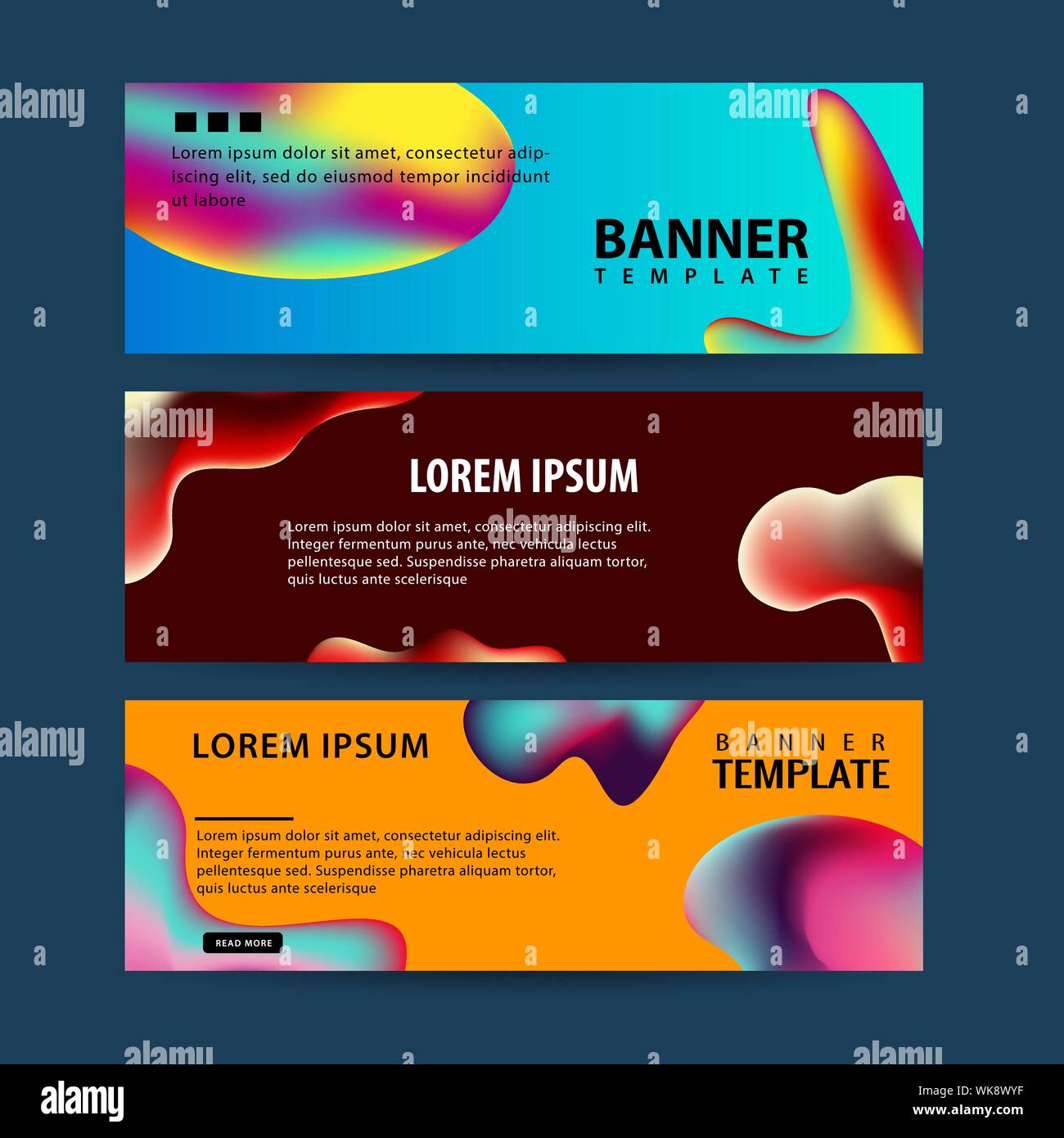 Set of abstract modern graphic liquid banners. Dynamical waves ...