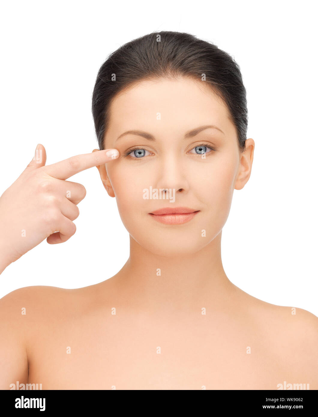 face of beautiful woman touching her eye area Stock Photo - Alamy