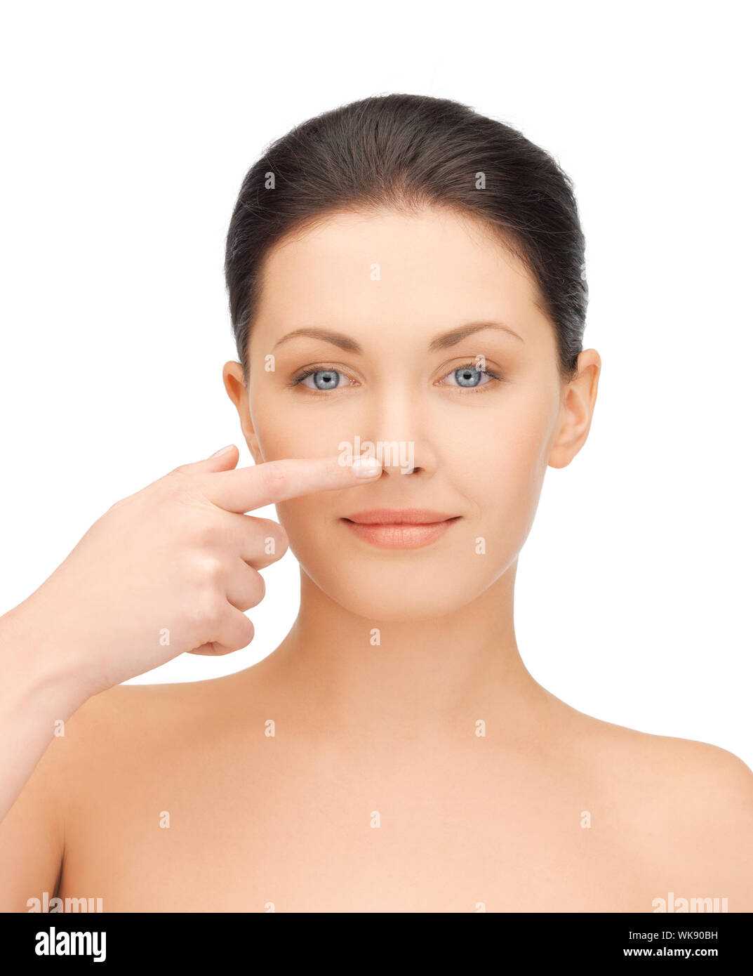 woman touching her nose Stock Photo - Alamy