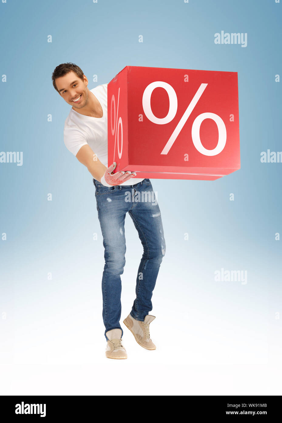 man with big percent box Stock Photo - Alamy