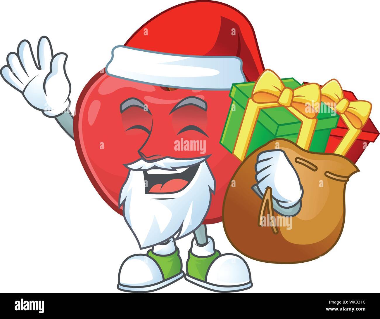 Santa with gift cute apple character mascot with object cartoon vector ...