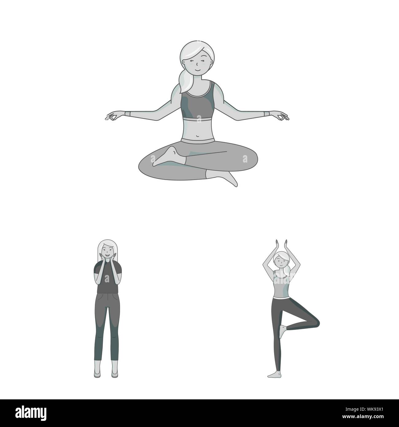 Vector illustration of emotions and female sign. Collection of emotions ...