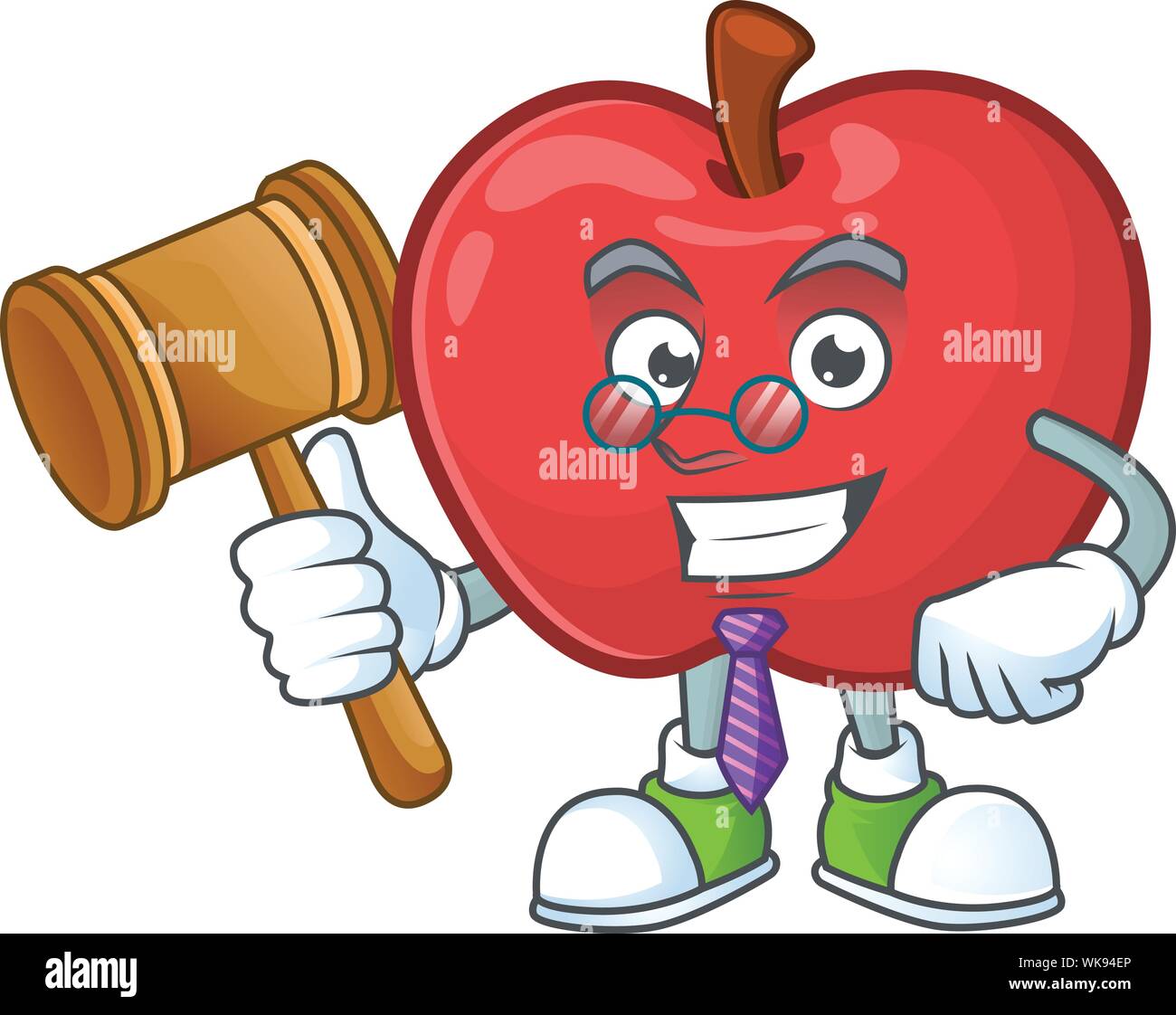Judge cute apple character mascot with object cartoon vector ...