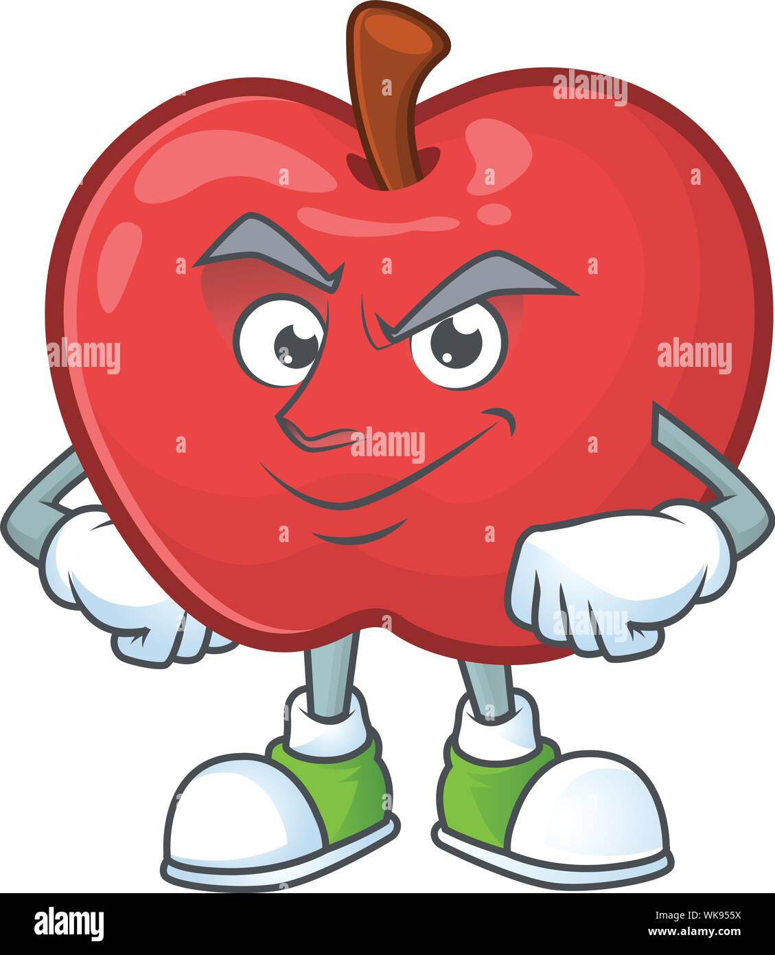 Smirking apple fruit character mascot for health dessert vector ...
