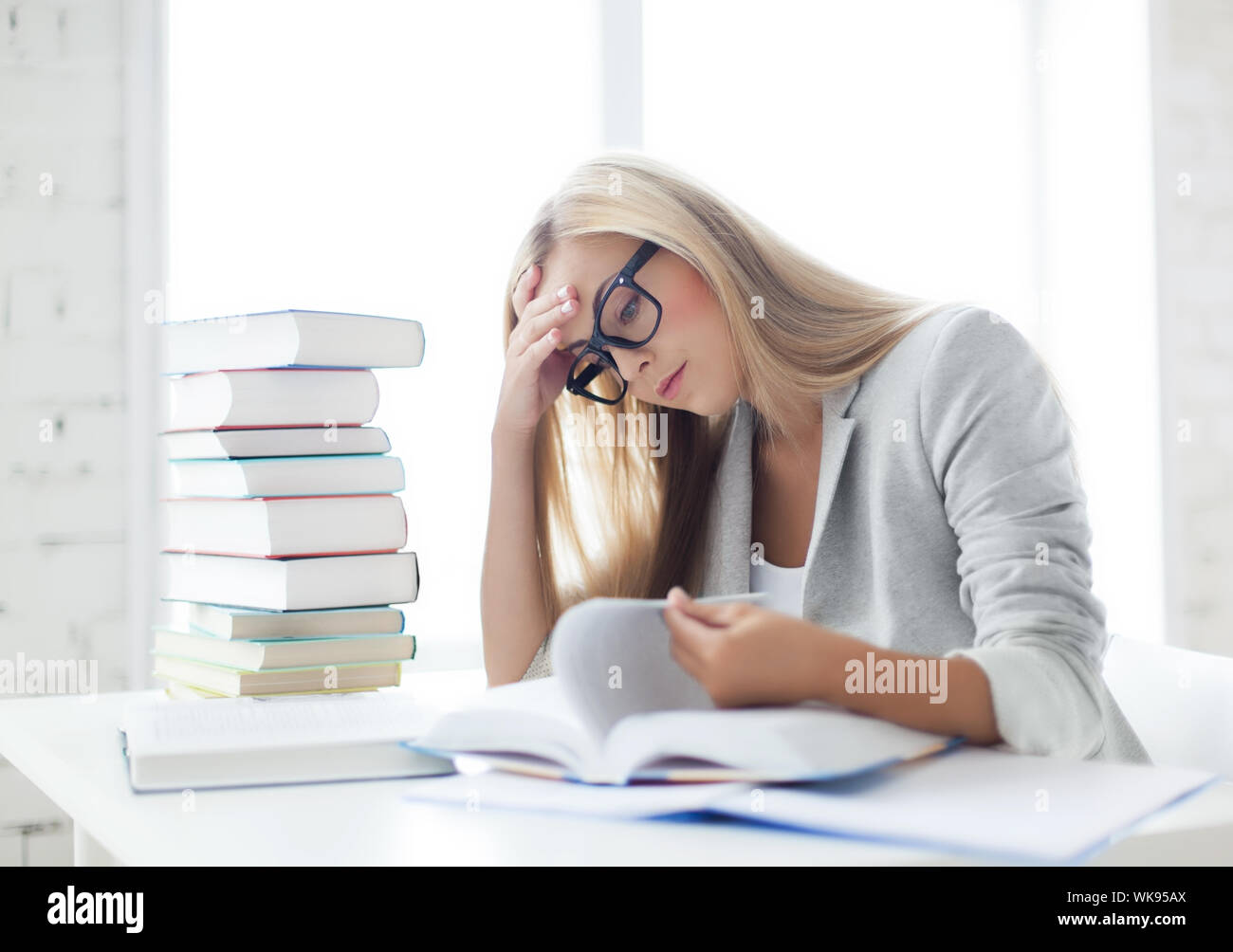 student with books and notes Stock Photo - Alamy