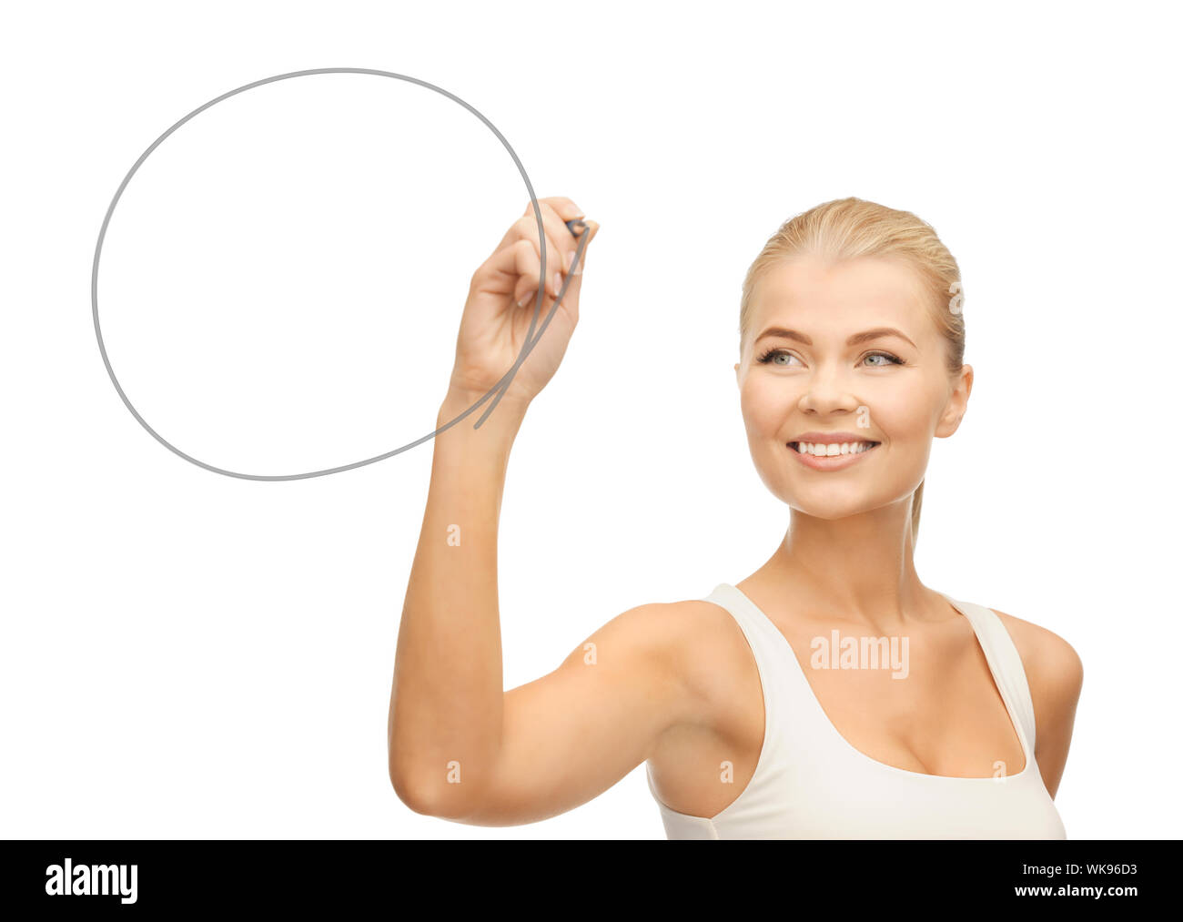 woman drawing round shape Stock Photo - Alamy