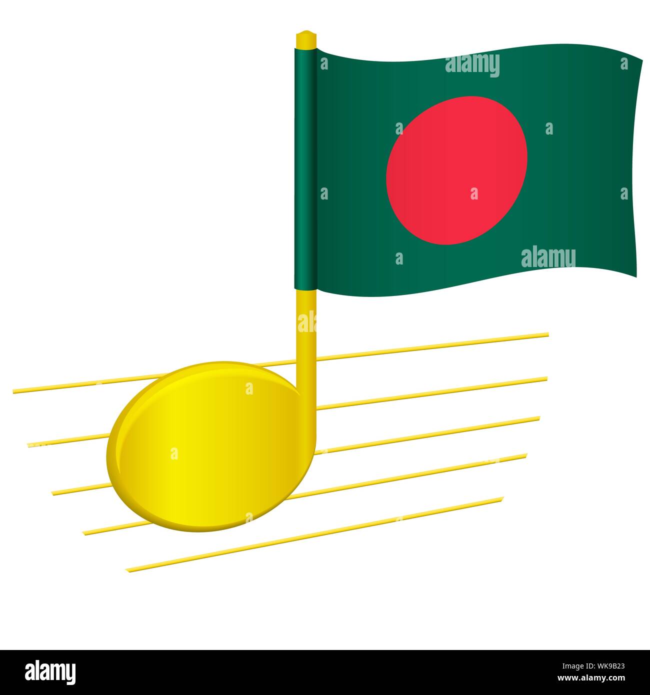 Bangladesh flag and musical note. Music background. National flag of ...