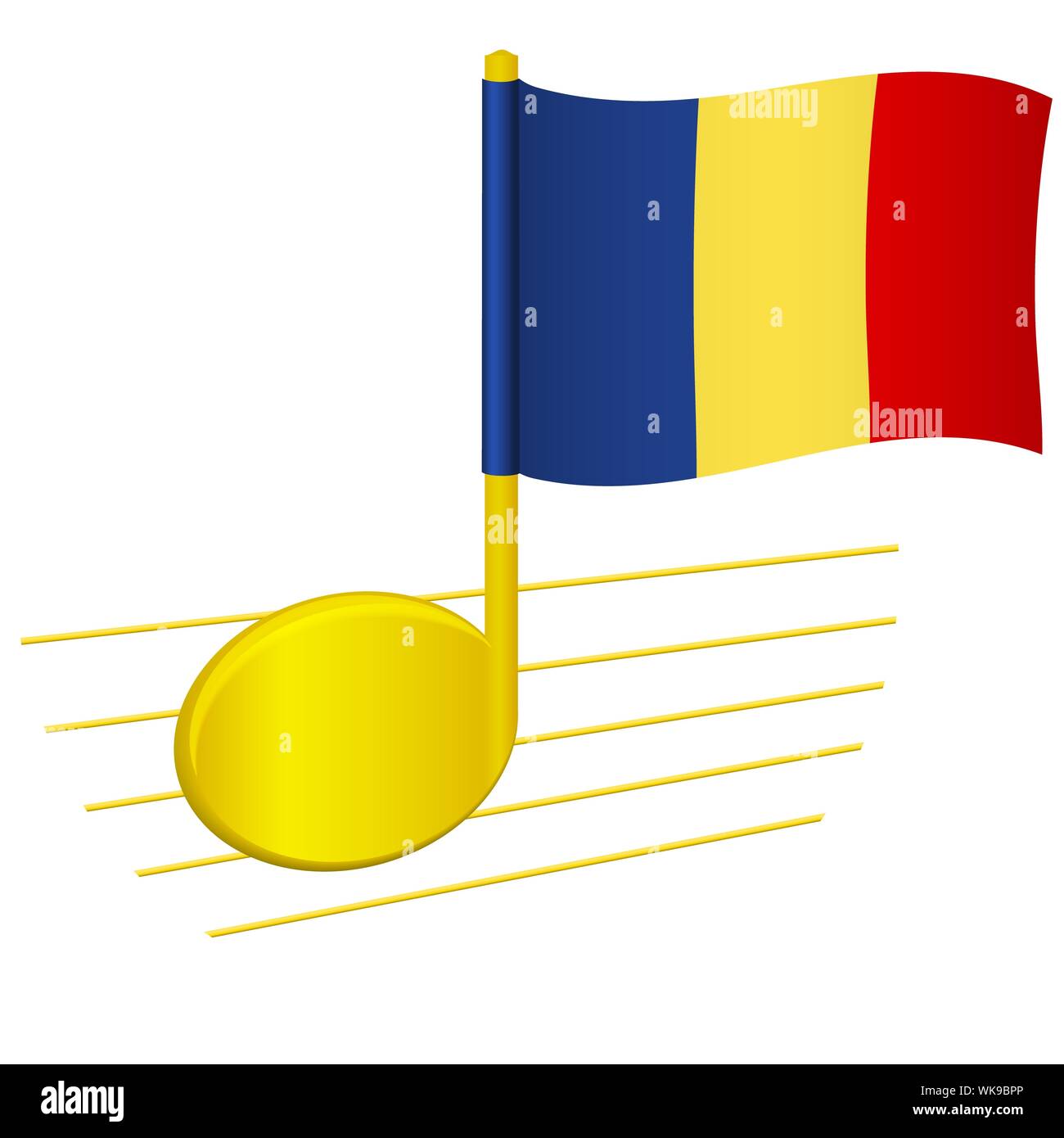 Chad flag and musical note. Music background. National flag of Chad and ...
