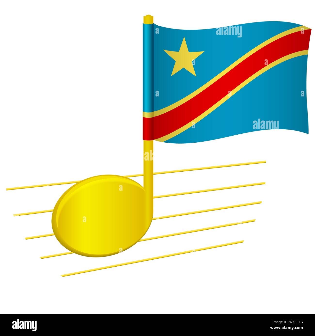 Democratic Republic of the Congo flag and musical note. Music ...