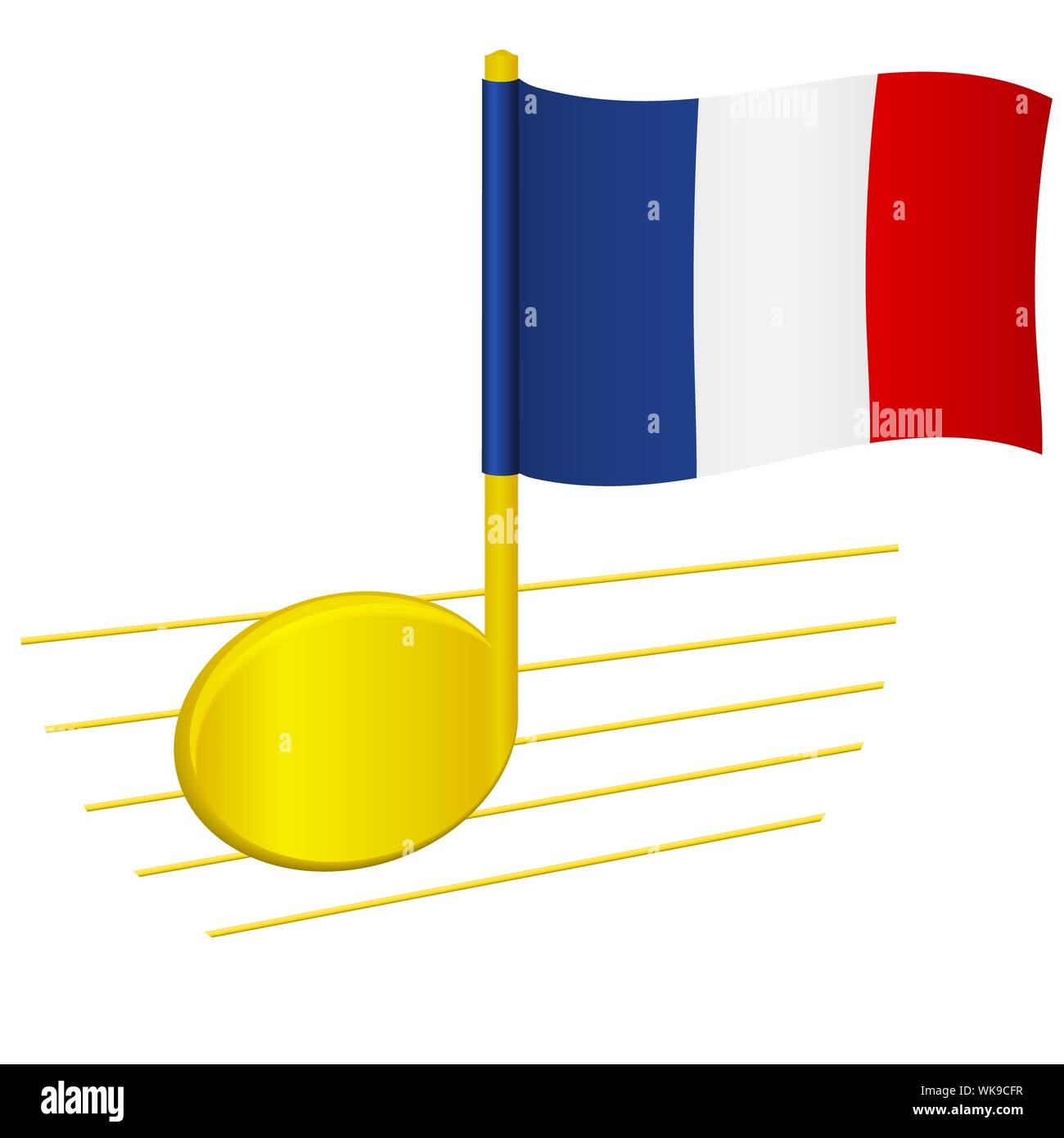 France flag and musical note. Music background. National flag of France ...