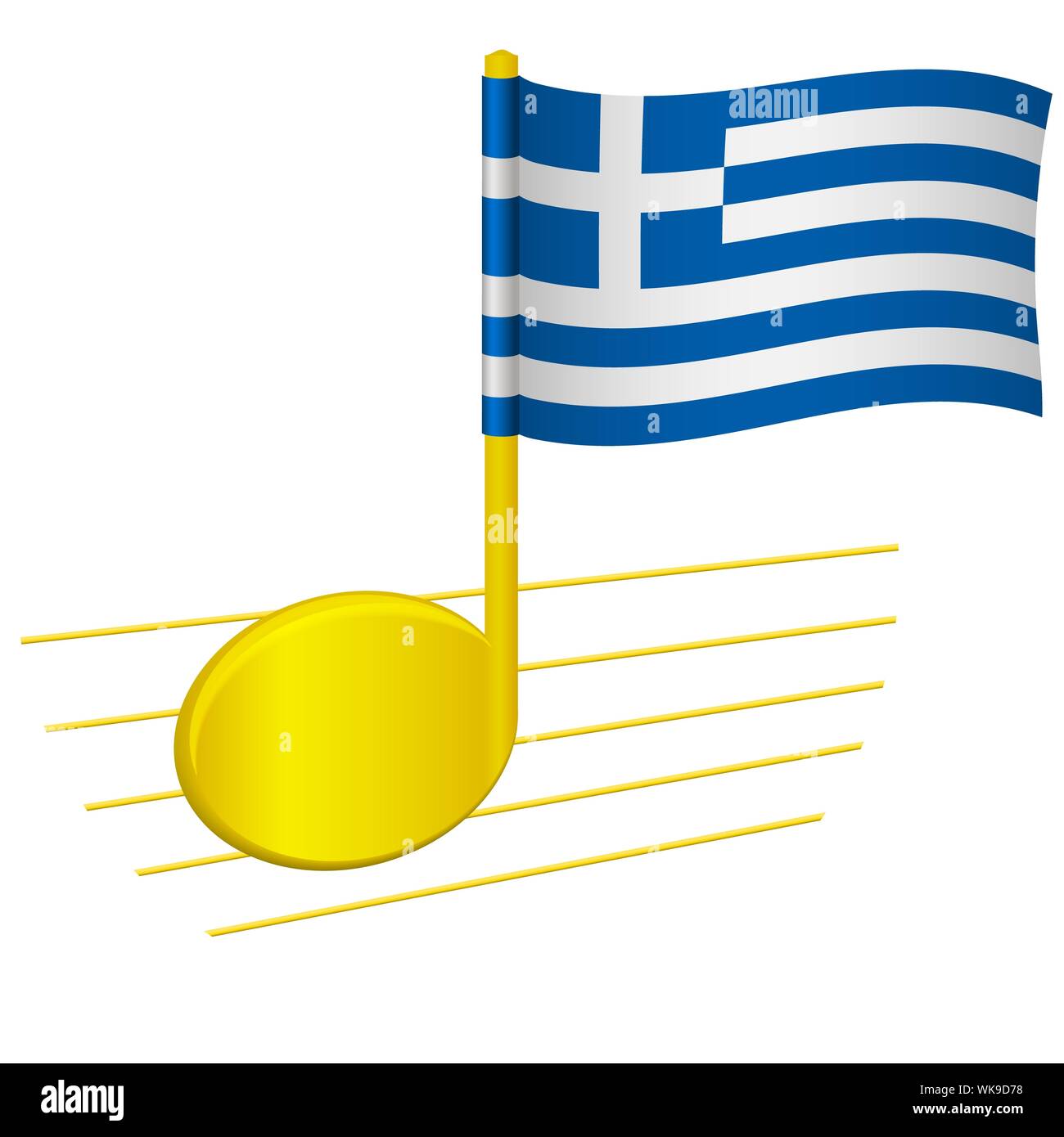 Greece flag and musical note. Music background. National flag of Greece ...