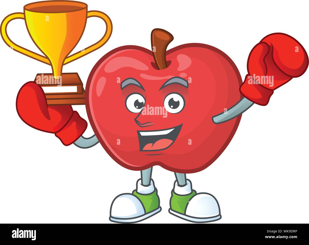 Boxing winner cute apple character mascot with object cartoon vector ...