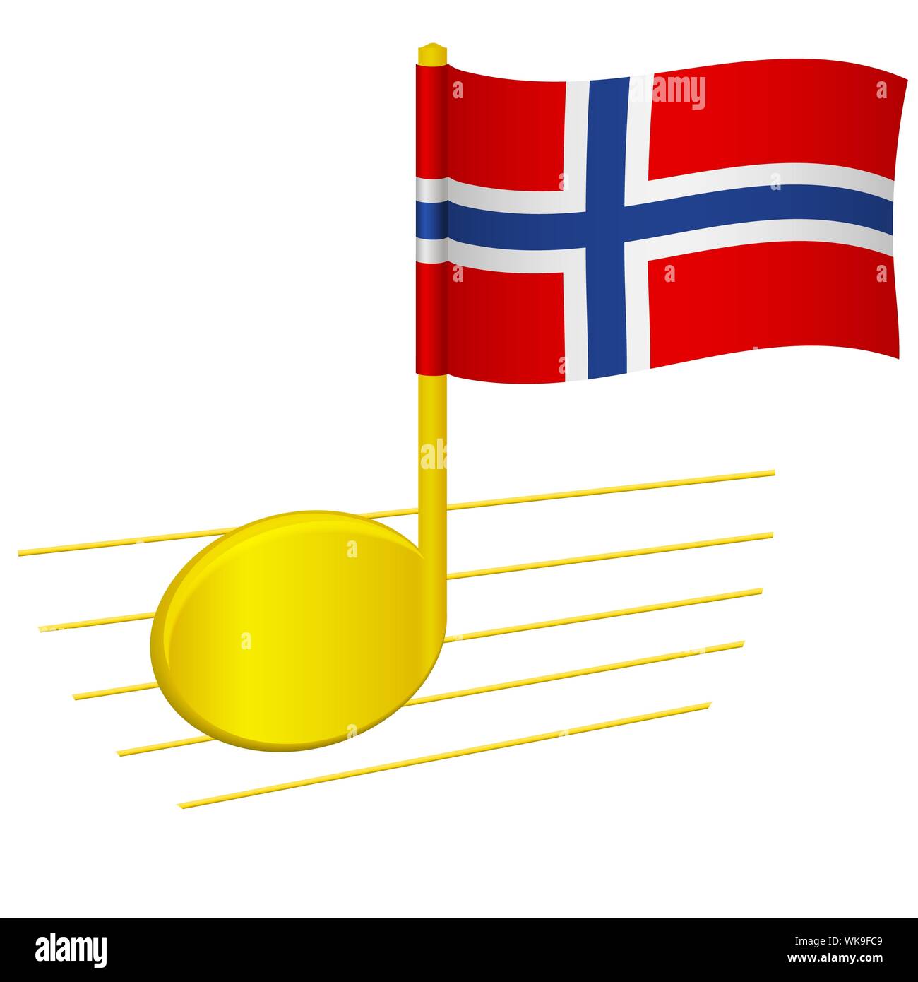 Norway flag and musical note. Music background. National flag of Norway ...