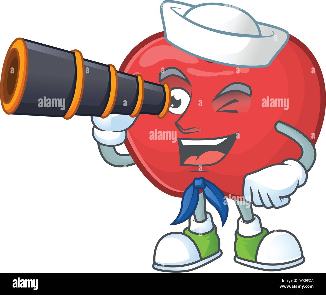 Sailor with binocular red apple funny character for vegetarian cartoon ...