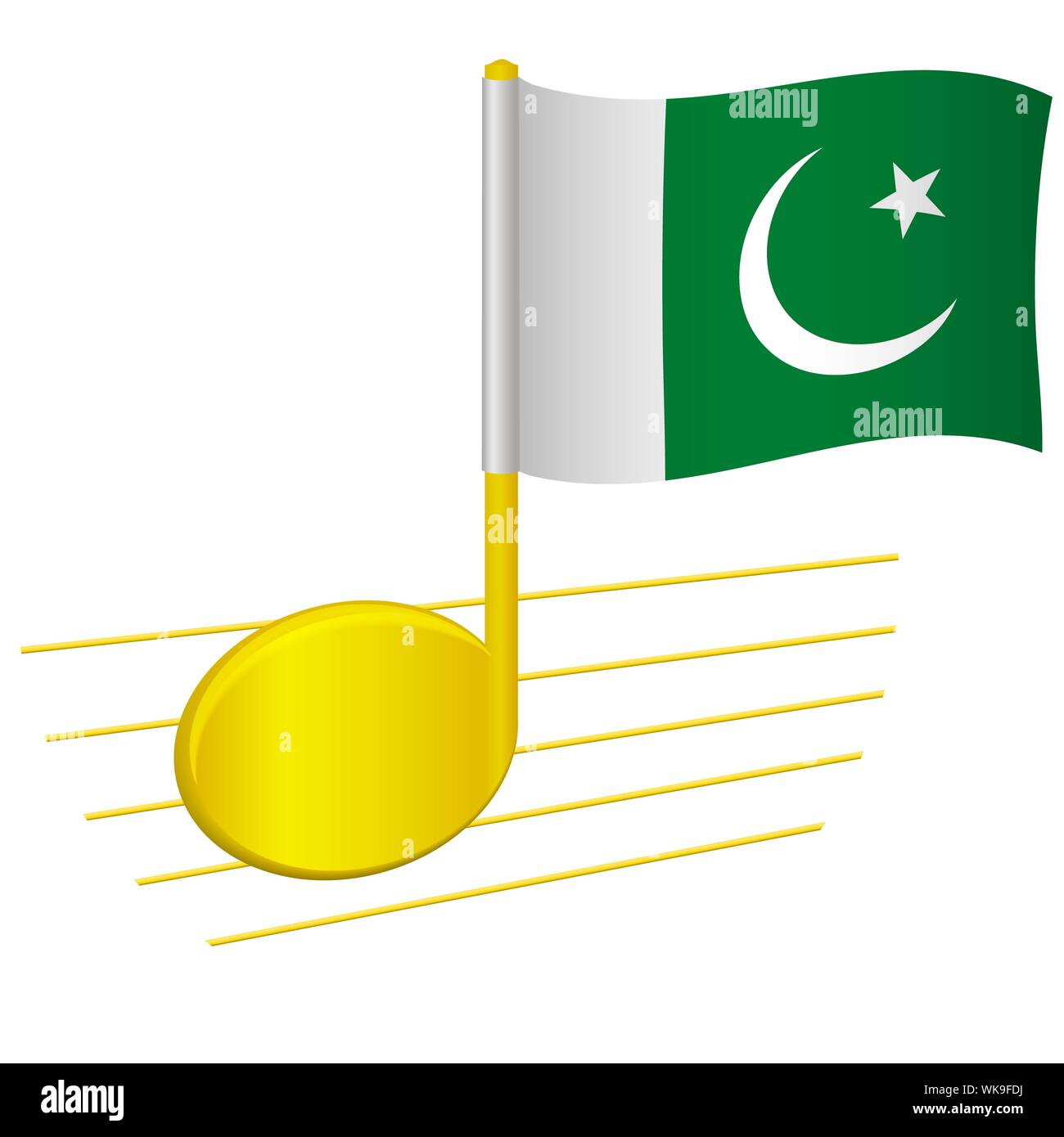 Pakistan flag and musical note. Music background. National flag of ...