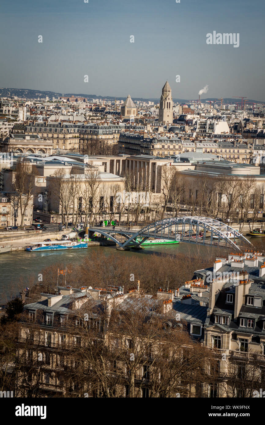 View over the rooftops of Paris, France with its streets of historical ...