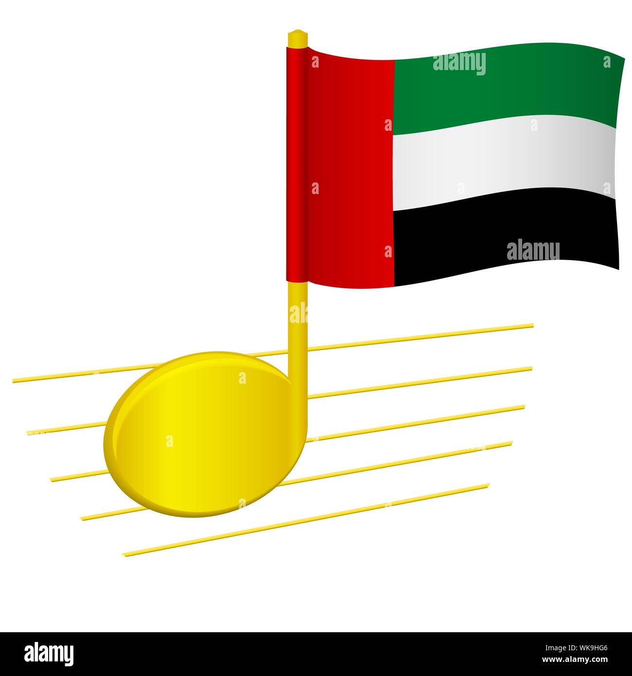 United arab emirates flag and musical note. Music background. National ...
