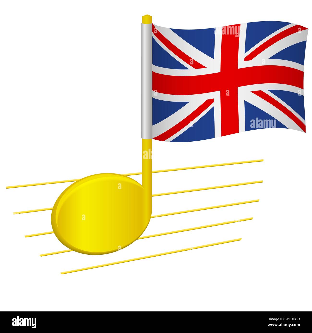 United Kingdom flag and musical note. Music background. National flag ...