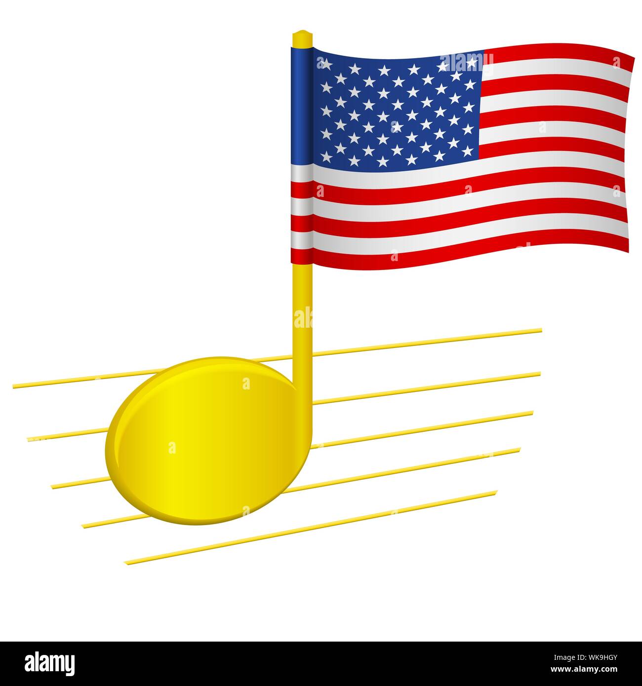 United States of America flag and musical note. Music background ...