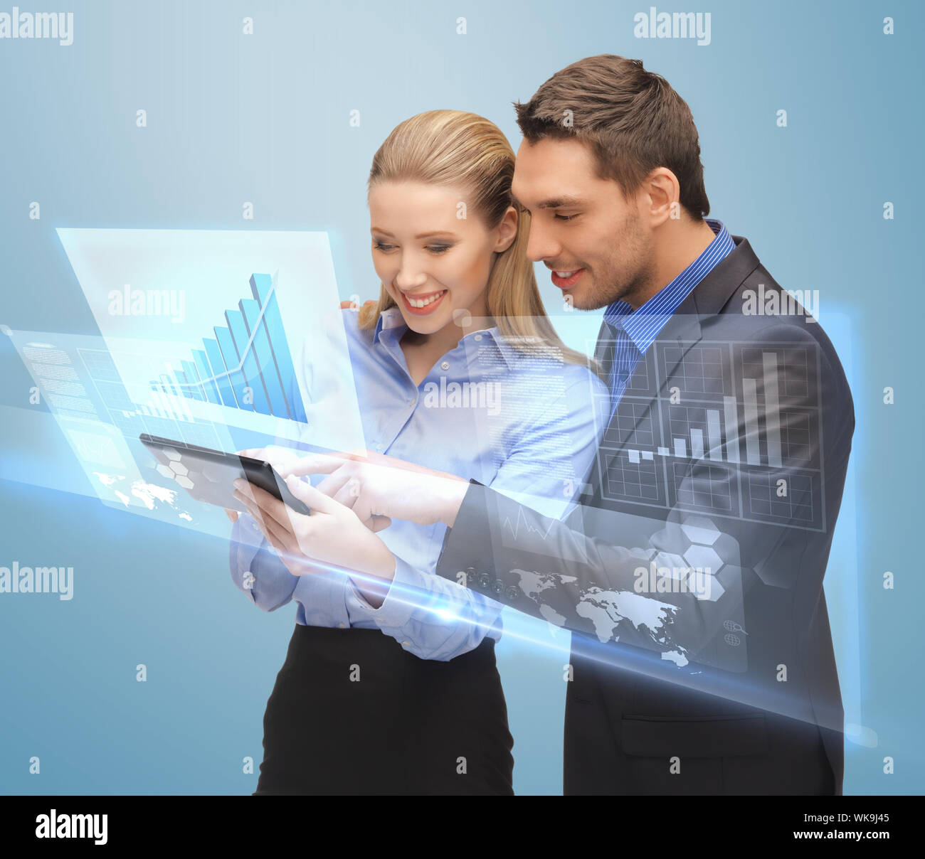 two business people working with virtual screen Stock Photo - Alamy