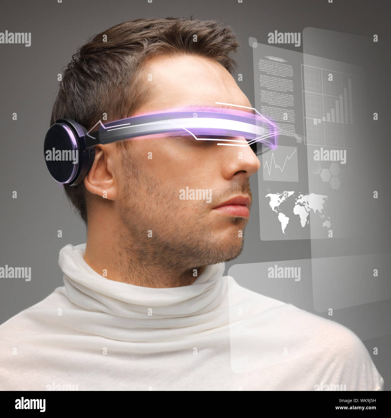 picture of handsome man with digital glasses Stock Photo - Alamy