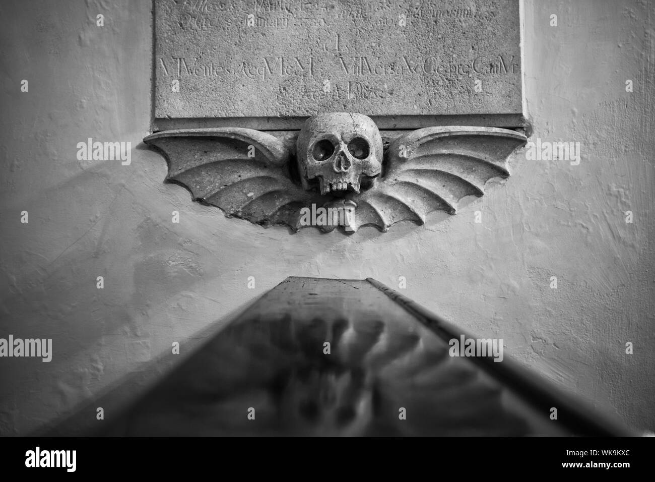 Skull and wings Black and White Stock Photos & Images - Alamy