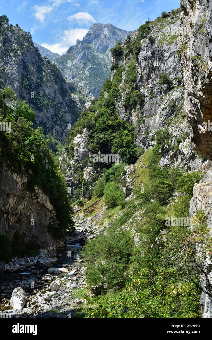 The Cares Gorge, Picos de Europa, Northern Spain. This shows the view ...