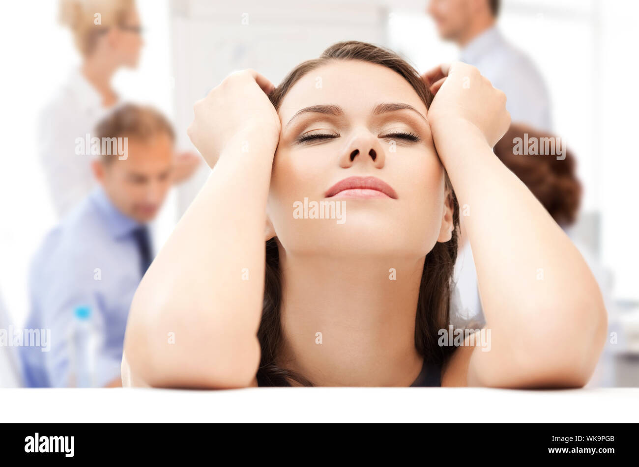 stressed businesswoman in office Stock Photo - Alamy