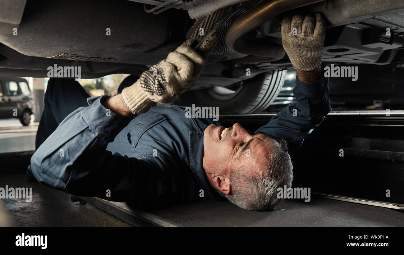 Mechatronics Engine Tuning of the Car in a Car Repair Shop Stock Photo ...