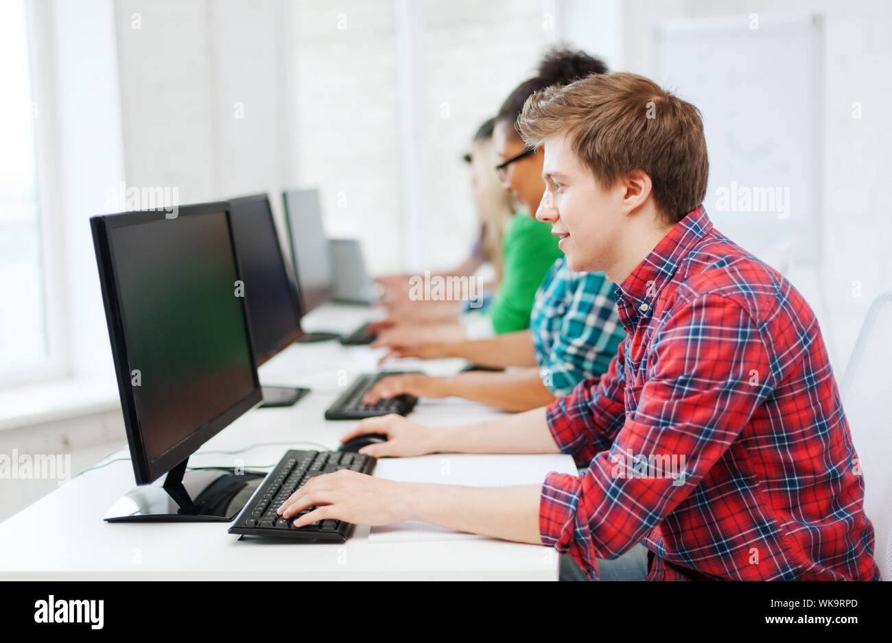 student with computer studying at school Stock Photo - Alamy