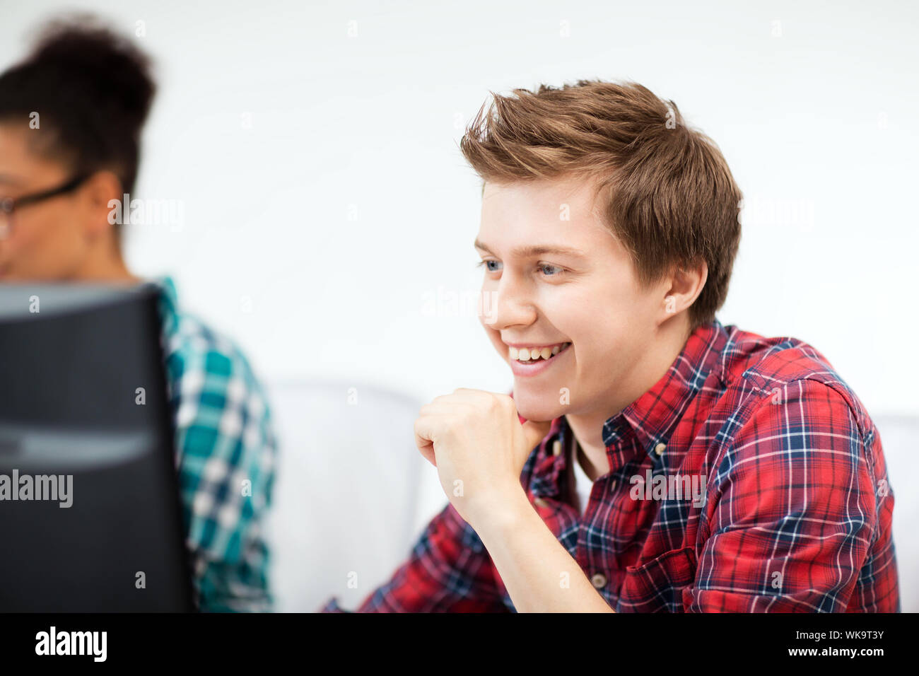 student with computer studying at school Stock Photo - Alamy