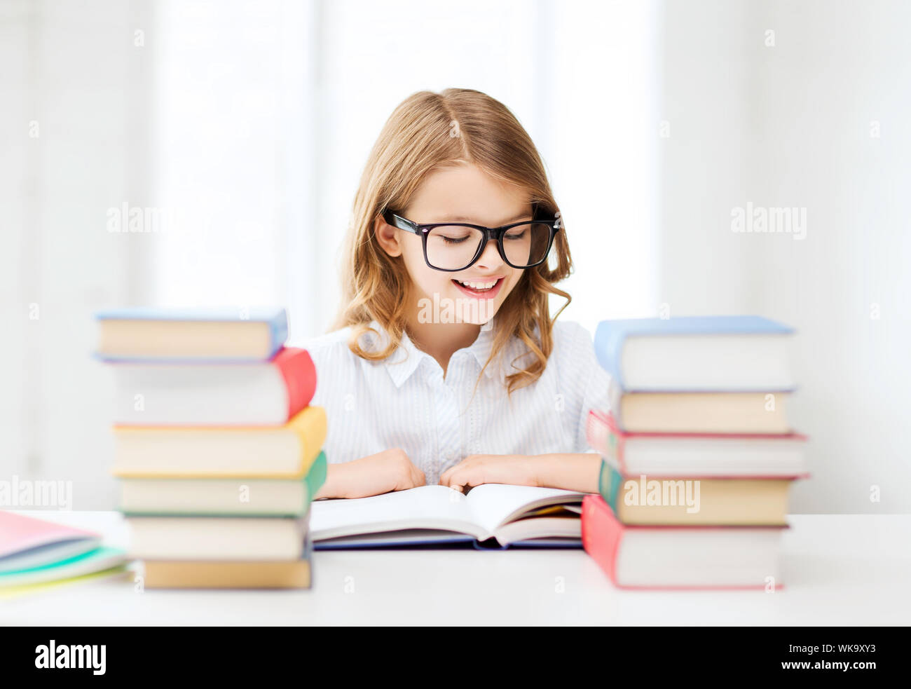 student girl studying at school Stock Photo - Alamy